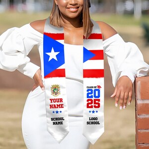 Custom Puerto Rico Graduation Sash, Personalized Latina Graduation ...