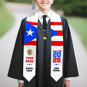 Custom Puerto Rico Graduation Sash, Personalized Latina Graduation ...
