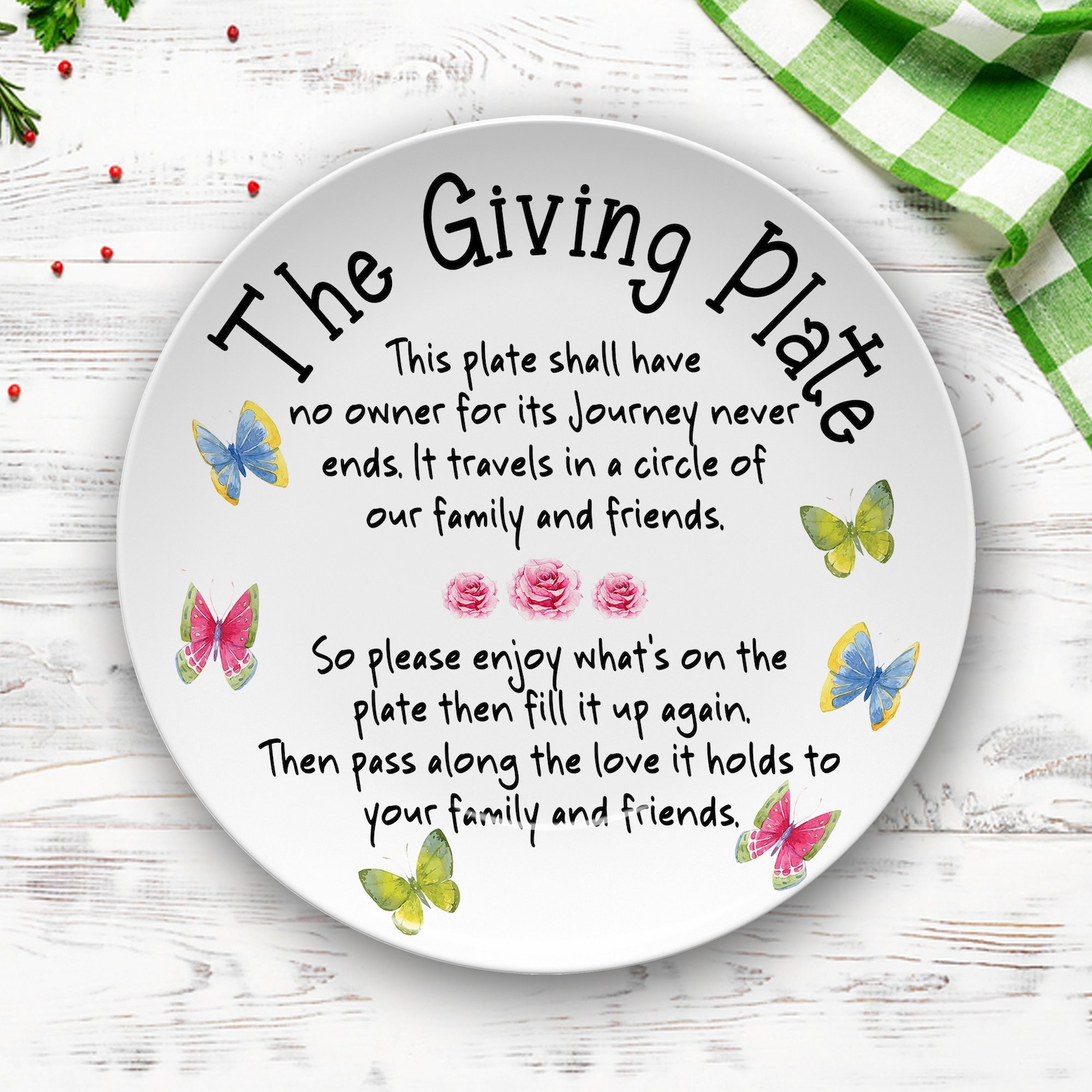 The Giving Plate, Giving Gift for Friends and Neighbors, Butterfly ...