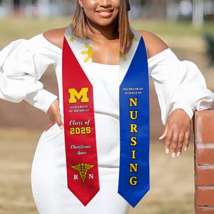 Personalized Philippines Graduation Stole, Custom Filipino Graduation ...