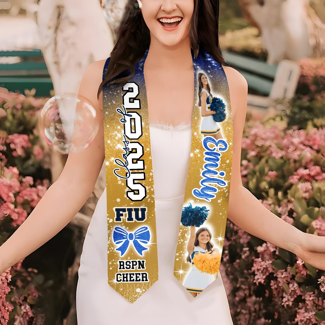 Custom Cheerleader Graduation Stole, Personalized Photos Graduation ...
