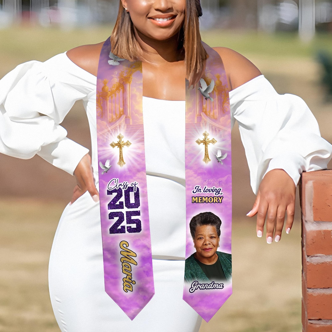 Custom Memorial Photo Graduation Stole, Personalized in Loving Memory ...