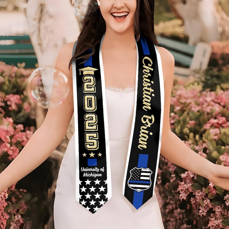 Custom Police Officer Graduation Stole, Personalized Grad Sash to Honor ...
