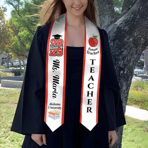 Personalized Teacher Graduation Stole, Custom Sash for Teacher, Class ...