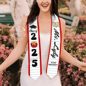 Custom Teacher Graduation Stole, Personalized Teacher Sash, Teacher ...