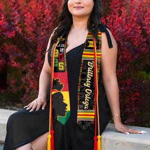 Personalized Flag Graduation Stole 2025, Custom Kente Mix Graduation ...