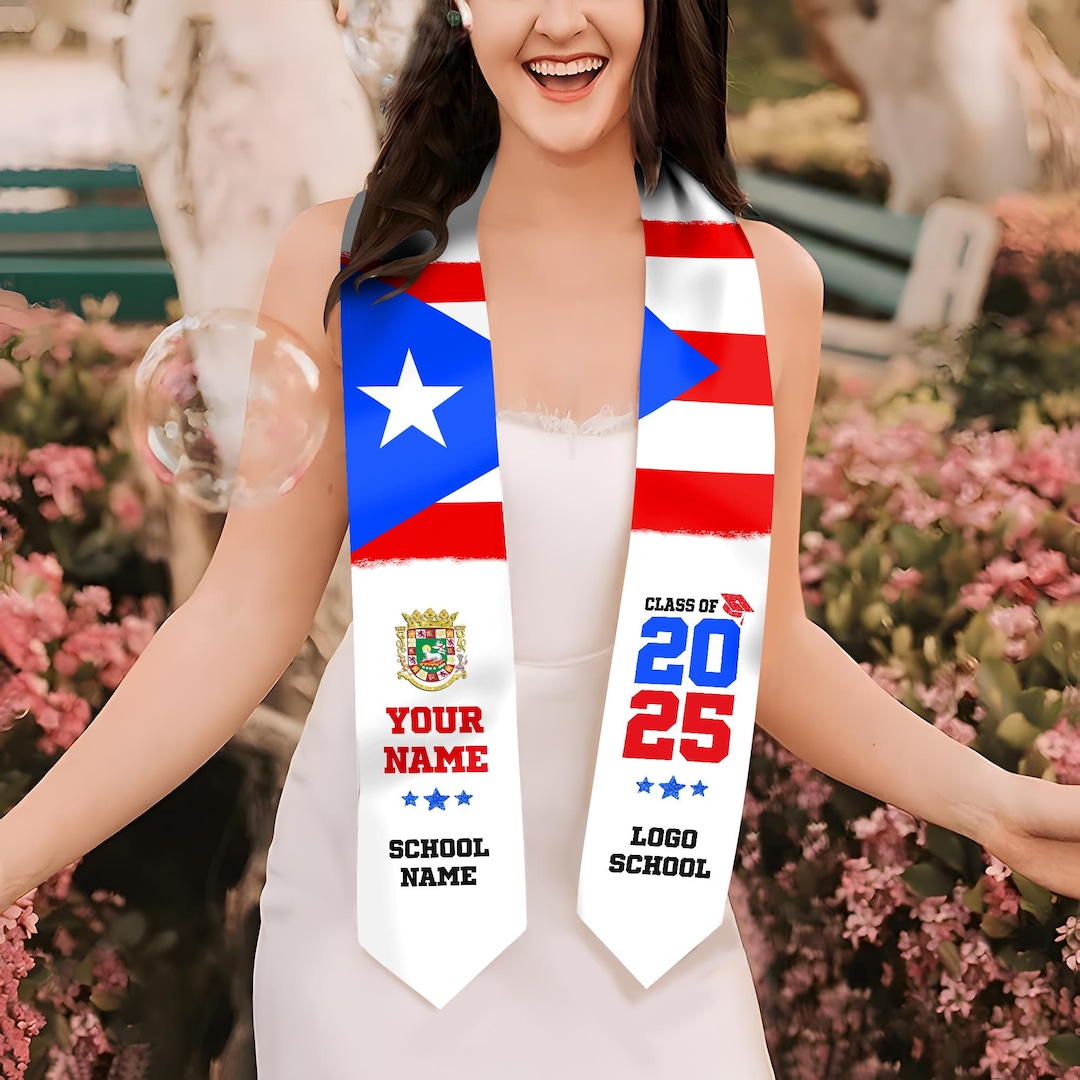 Custom Puerto Rico Graduation Sash, Personalized Latina Graduation ...