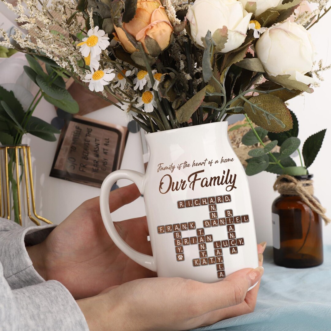 Custom Family Scrabble Frame Flower Vase, Custom Mothers Day Flower ...