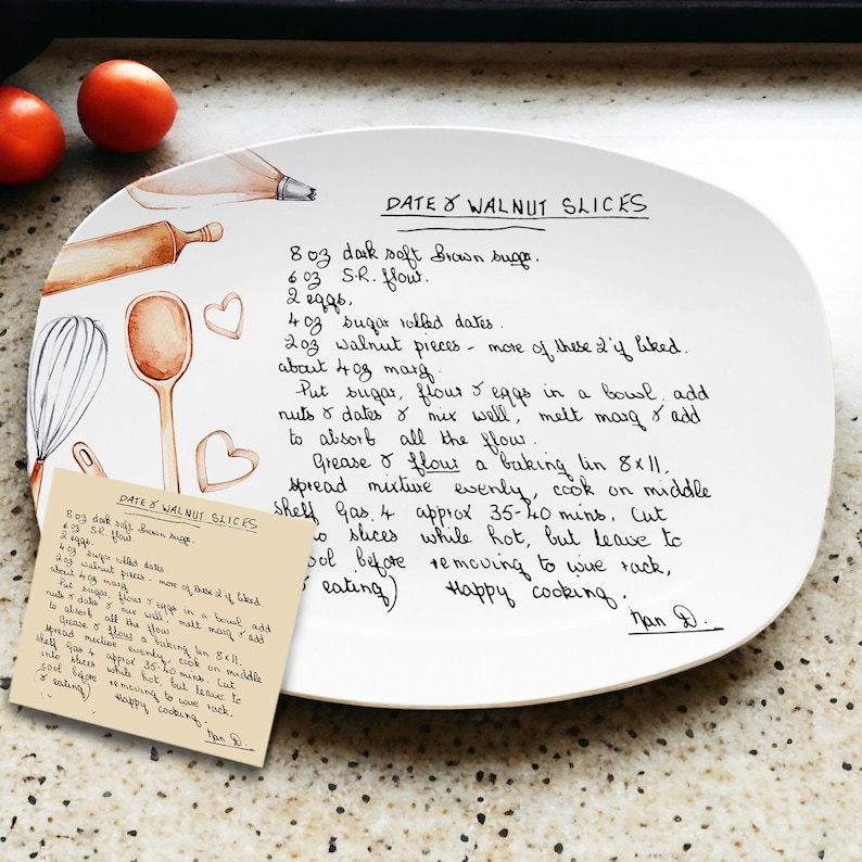 Personalized Handwritten Recipe Platter, Custom Handwriting Recipe Gift ...