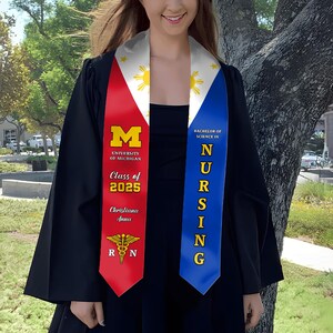 Personalized Philippines Graduation Stole, Custom Filipino Graduation ...
