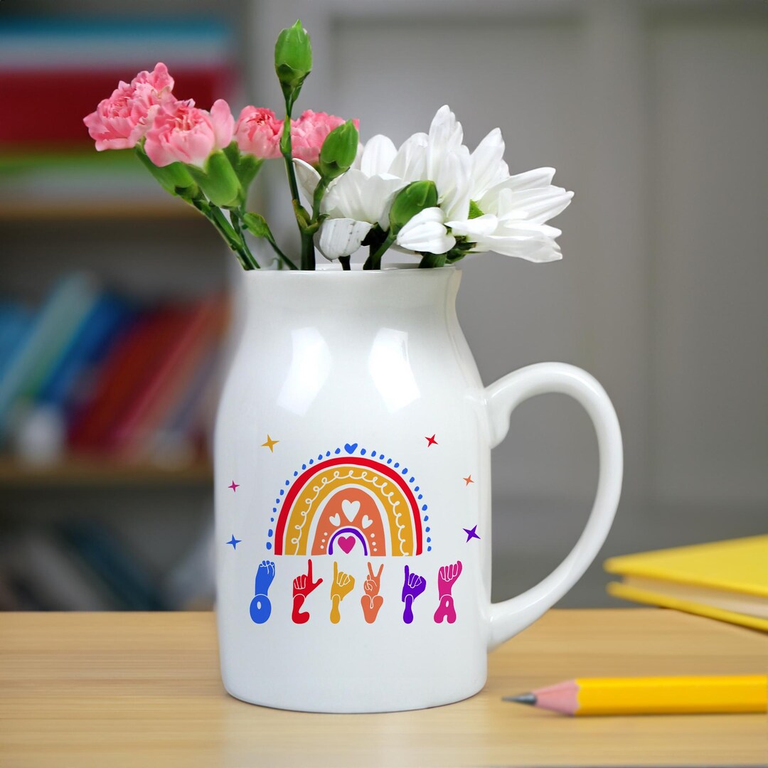 Personalized Sign Language Flower Vase, ASL Gift for Planter Lovers ...