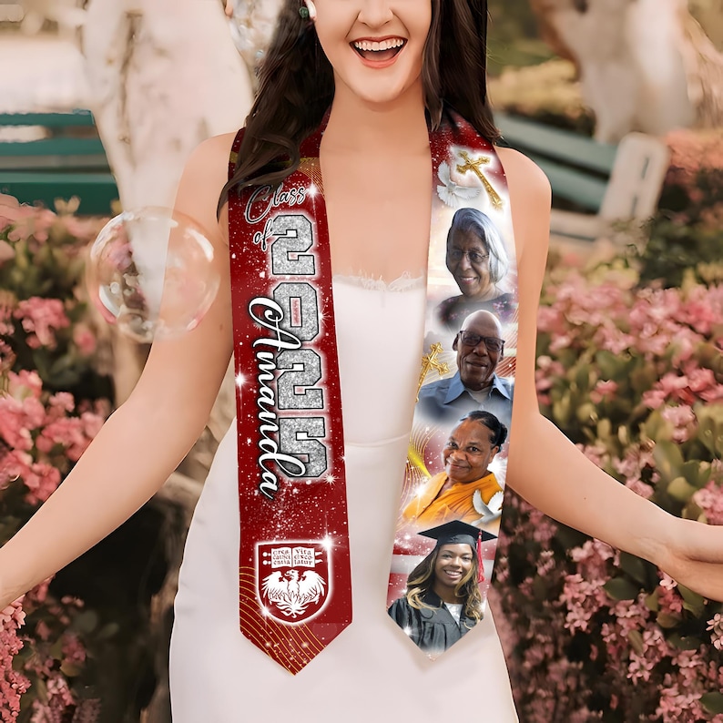 Personalized Graduation Photo Stole, Custom in Loving Memory Stole ...