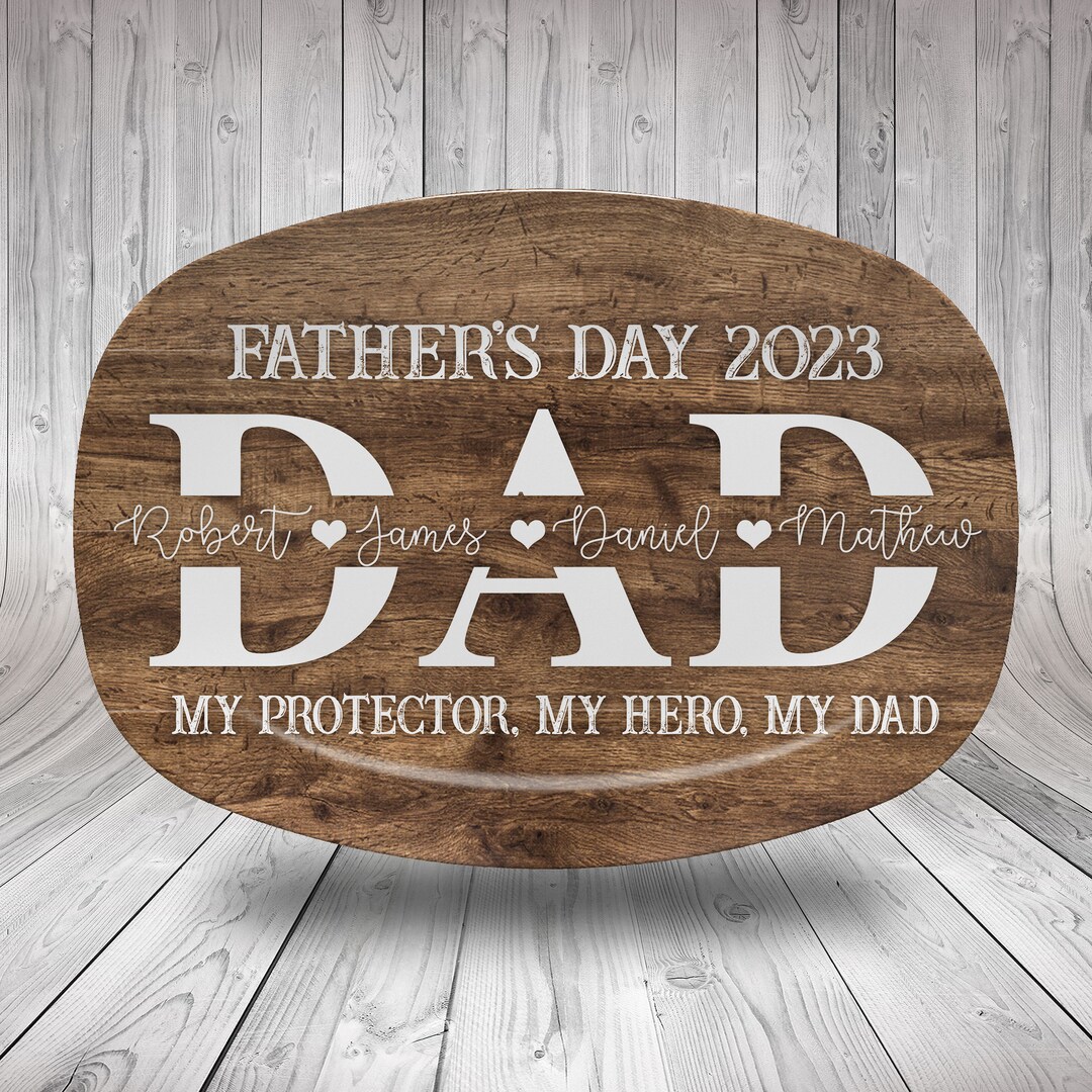 Custom Dad Plate With Kids Names, Personalized Platter for Dad, Father ...