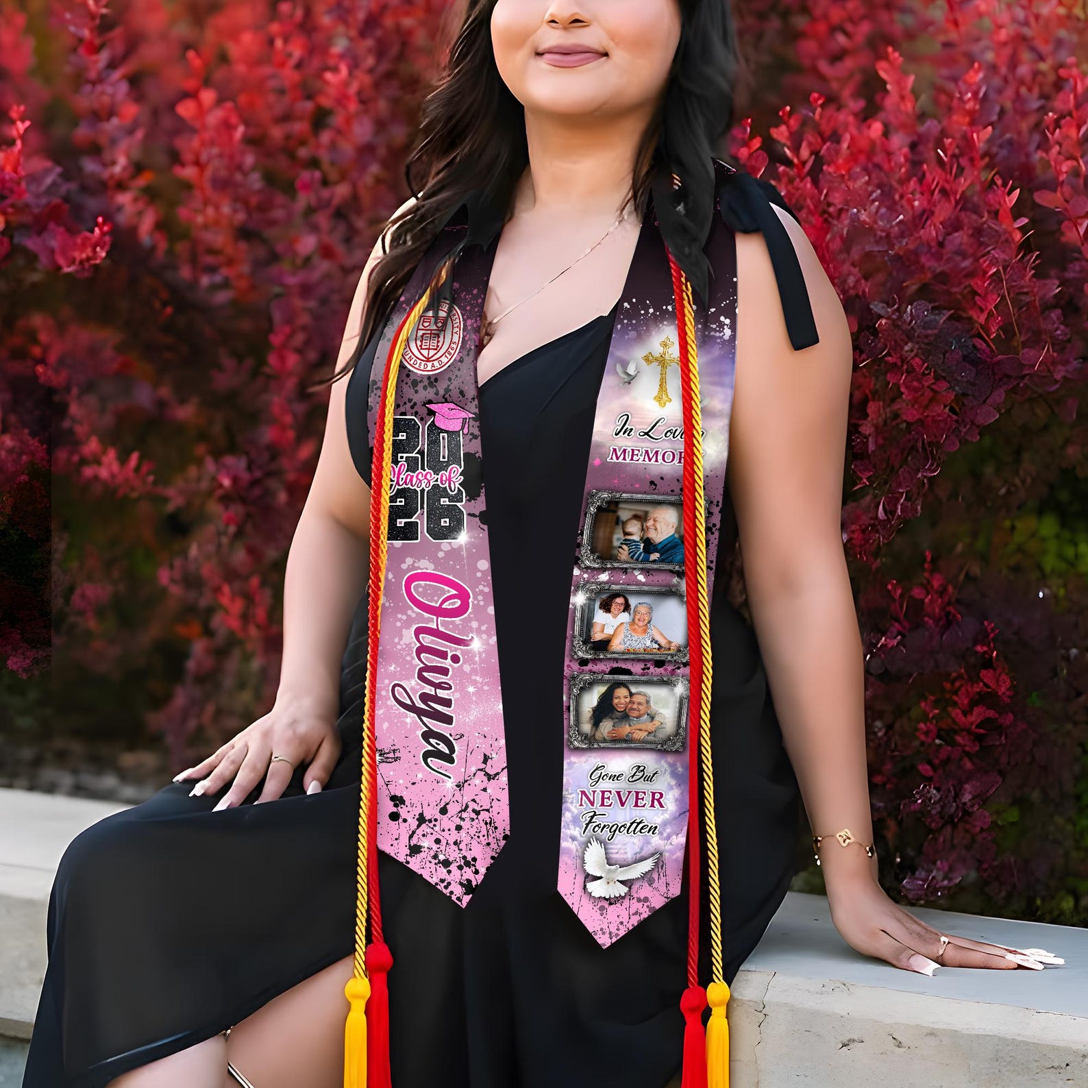 Custom Photo Graduation Stole, Personalized Memorial Sash, in Loving ...