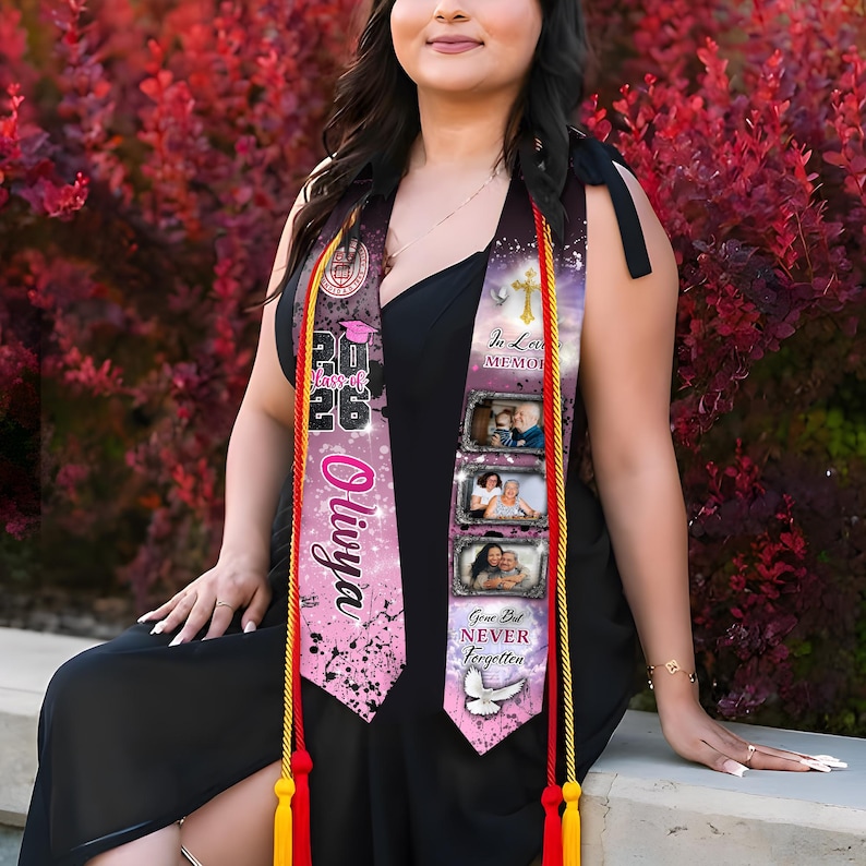 Custom Photo Graduation Stole, Personalized Memorial Sash, in Loving ...