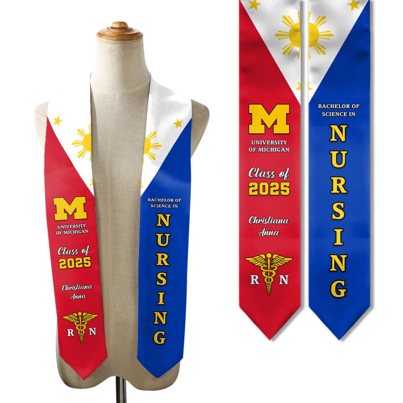 Personalized Philippines Graduation Stole, Custom Filipino Graduation ...
