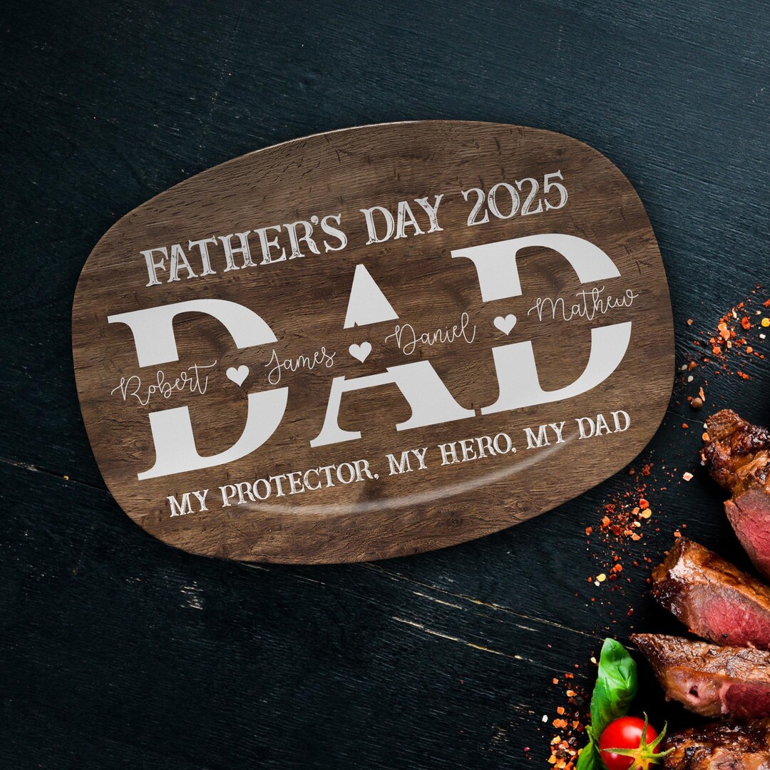 Custom Dad Plate With Kids Names, Personalized Platter for Dad, Father ...
