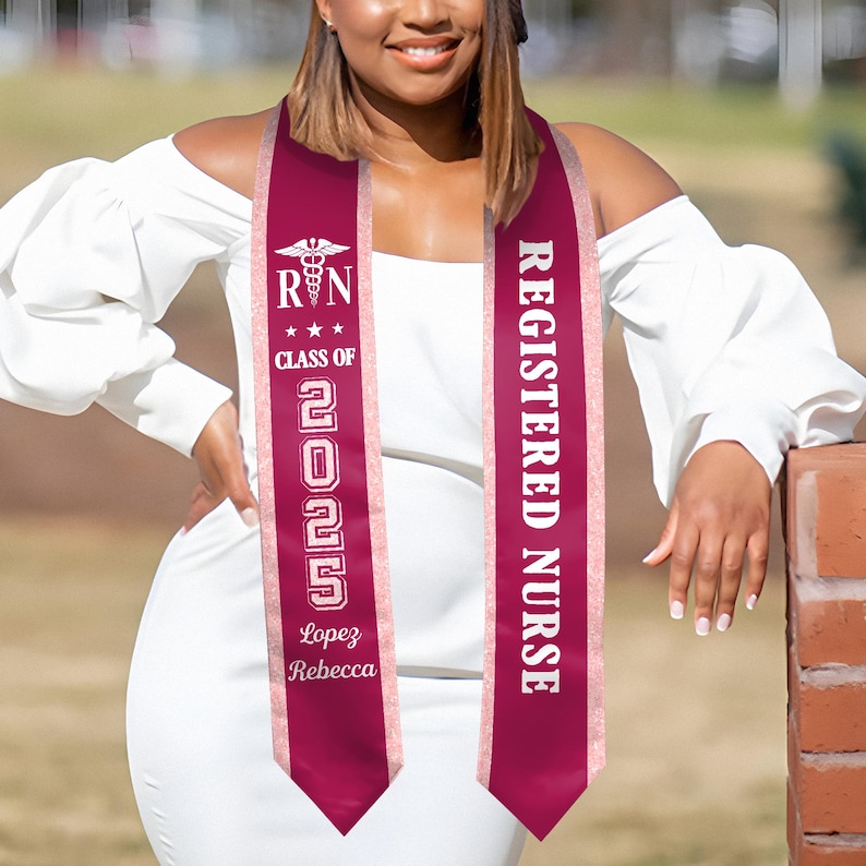 Custom RN Nursing Graduation Stole, Personalized Registered Nurse Grad ...