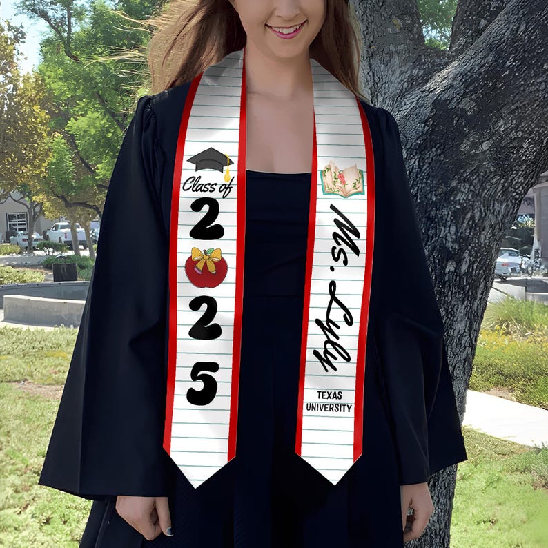 Custom Teacher Graduation Stole, Personalized Teacher Sash, Teacher ...