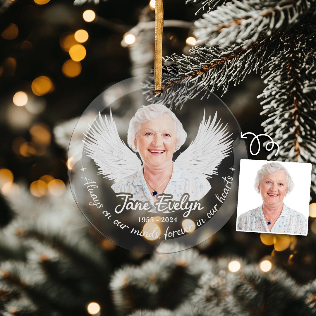 Personalized Memorial Ornament With Photo, Custom Sympathy Gift for ...
