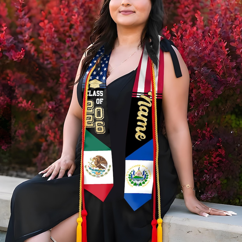 Personalized Mexican Graduation Stole, Custom El Salvador Graduation ...