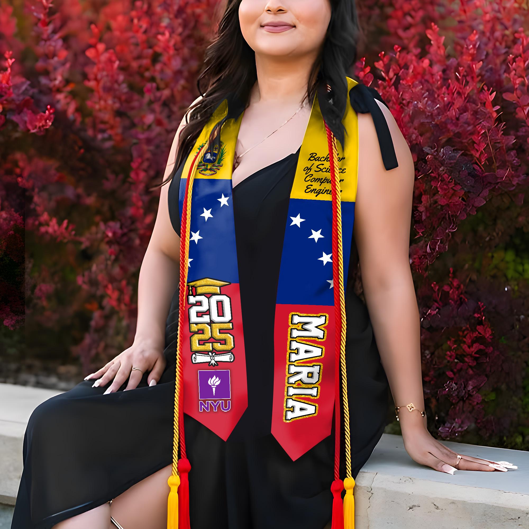 Personalized Venezuela Graduation Stole, Custom Latina Graduation Sash ...