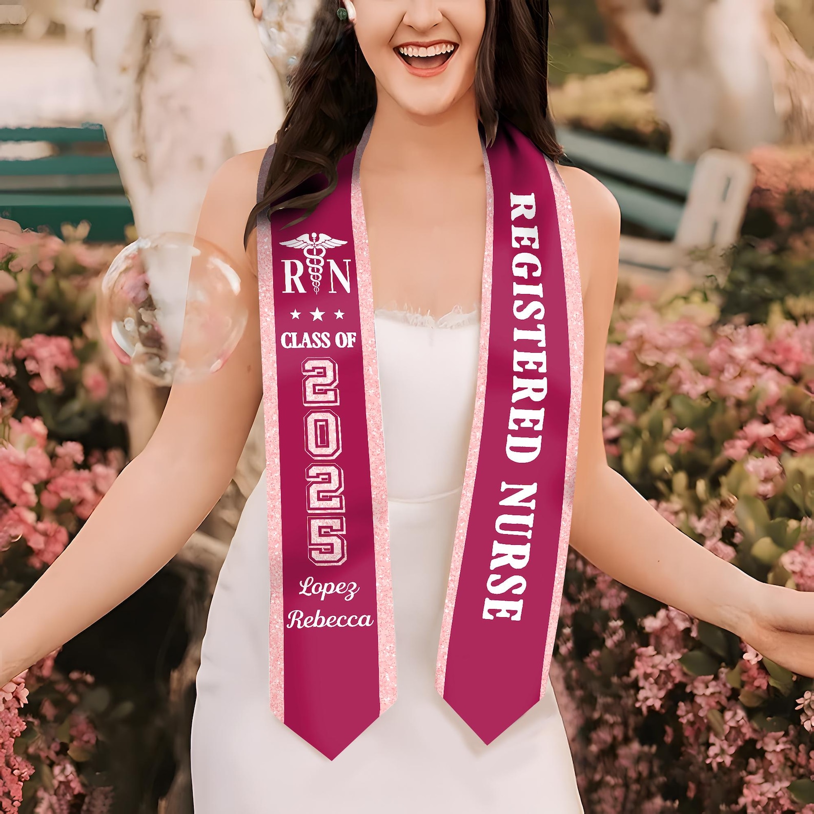 Custom RN Nursing Graduation Stole, Personalized Registered Nurse Grad ...