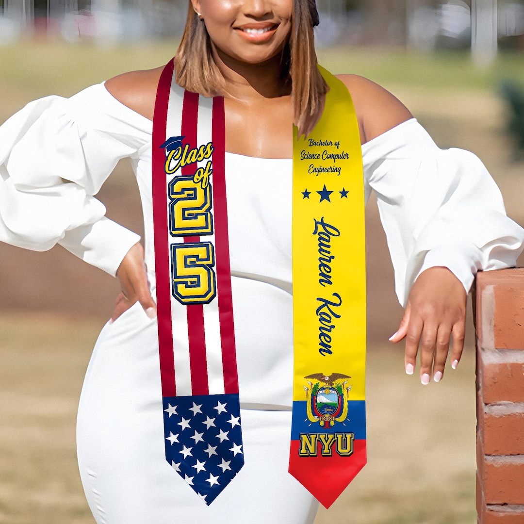Personalized Flag Mixed Graduation Sash, Custom Ecuador American Flag ...