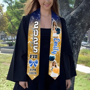 Custom Cheerleader Graduation Stole, Personalized Photos Graduation ...