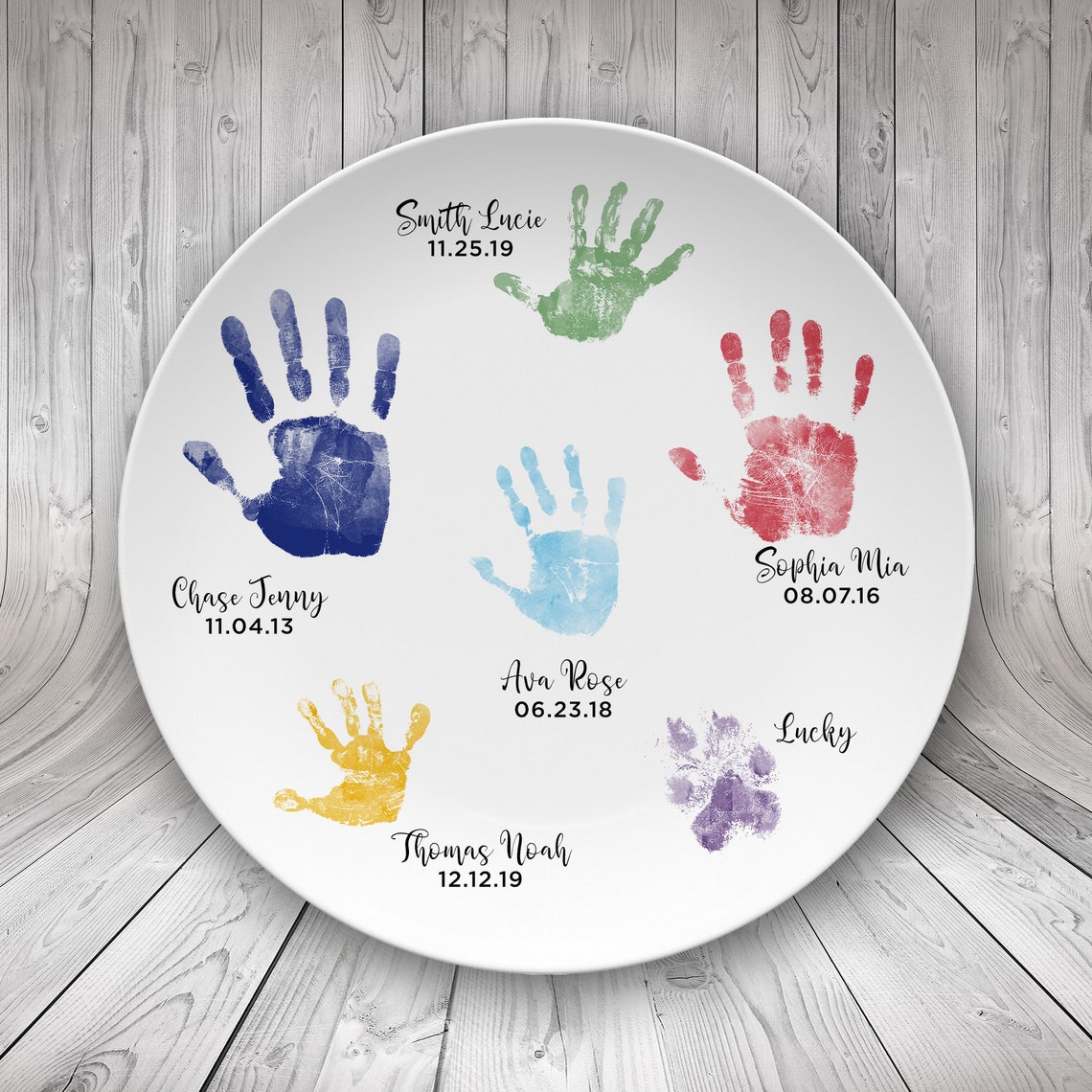 Personalized Family Handprint Platter, Custom Handprint Plate, Serving ...