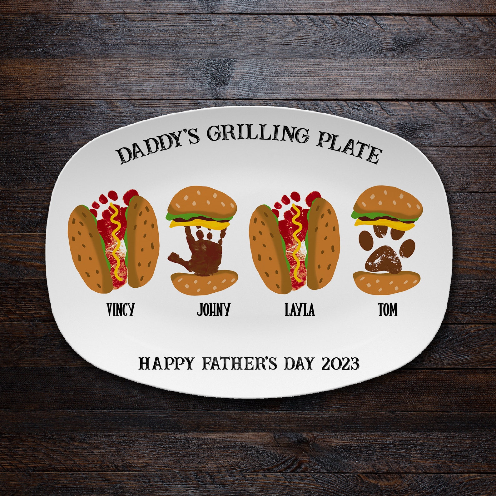 Handprint Grilling Plate for Dad, Custom Father's Day Gift, BBQ Gift ...