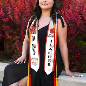 Personalized Teacher Graduation Stole, Custom Sash for Teacher, Class ...