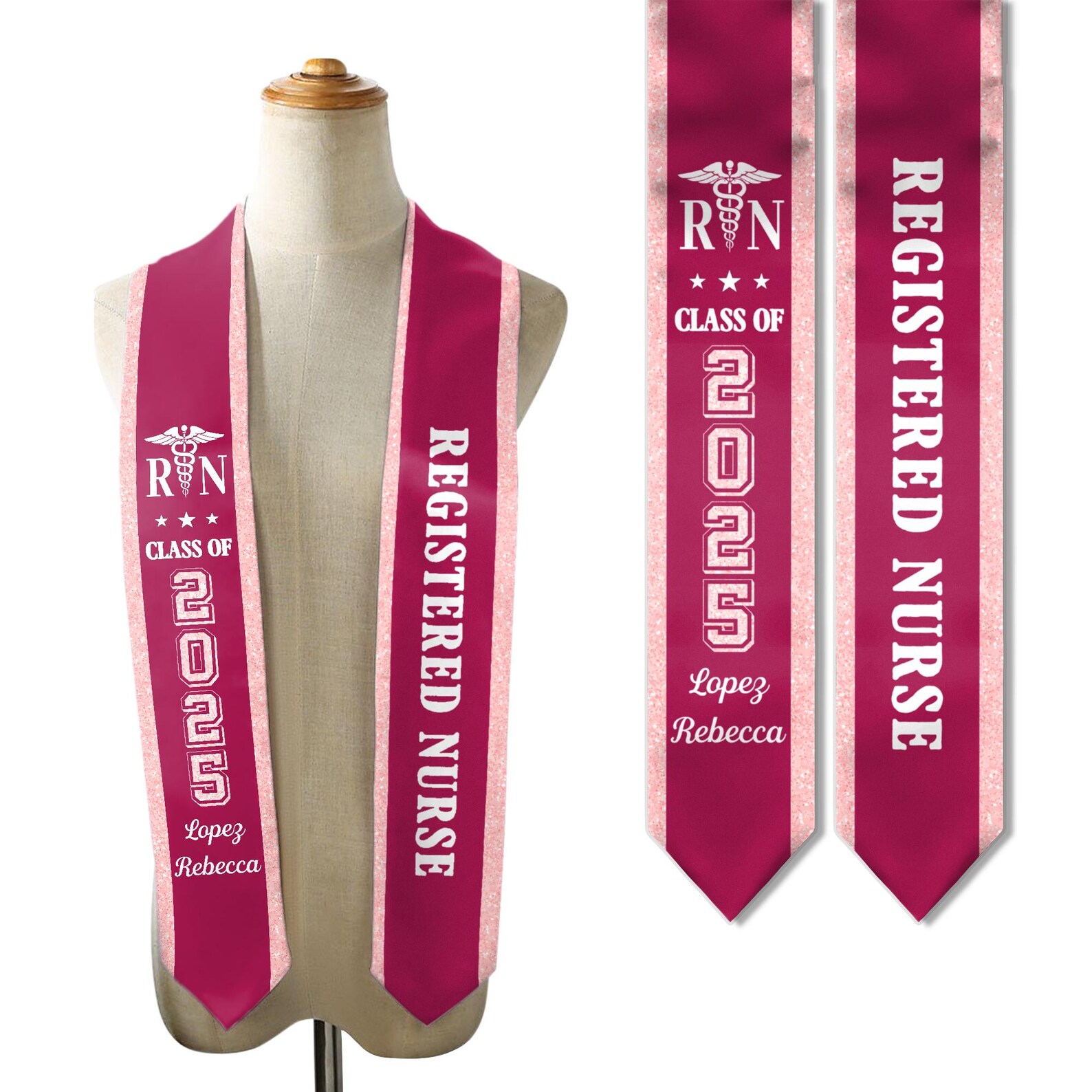 Custom RN Nursing Graduation Stole, Personalized Registered Nurse Grad ...