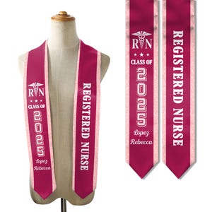 Custom RN Nursing Graduation Stole, Personalized Registered Nurse Grad ...