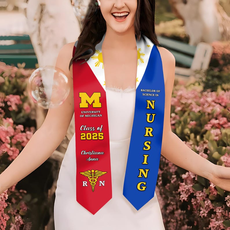 Personalized Philippines Graduation Stole, Custom Filipino Graduation ...