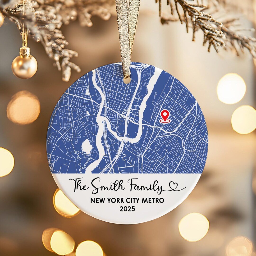 Personalized Family Map Ceramic Ornament - Custom Family Keepsake ...