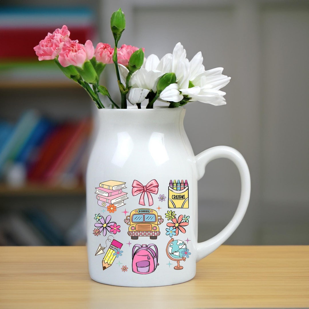Custom Coquette Teacher Flower Vase, Personalized Back to School ...