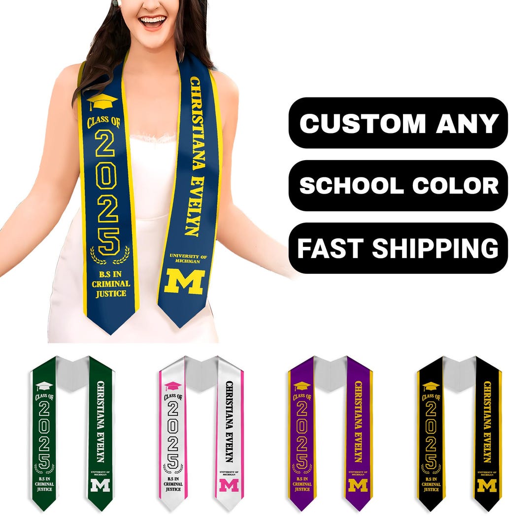 Personalized College Graduation Stole, Custom Grad School Sash, Gift ...