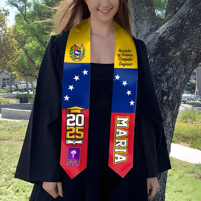 Personalized Venezuela Graduation Stole, Custom Latina Graduation Sash ...