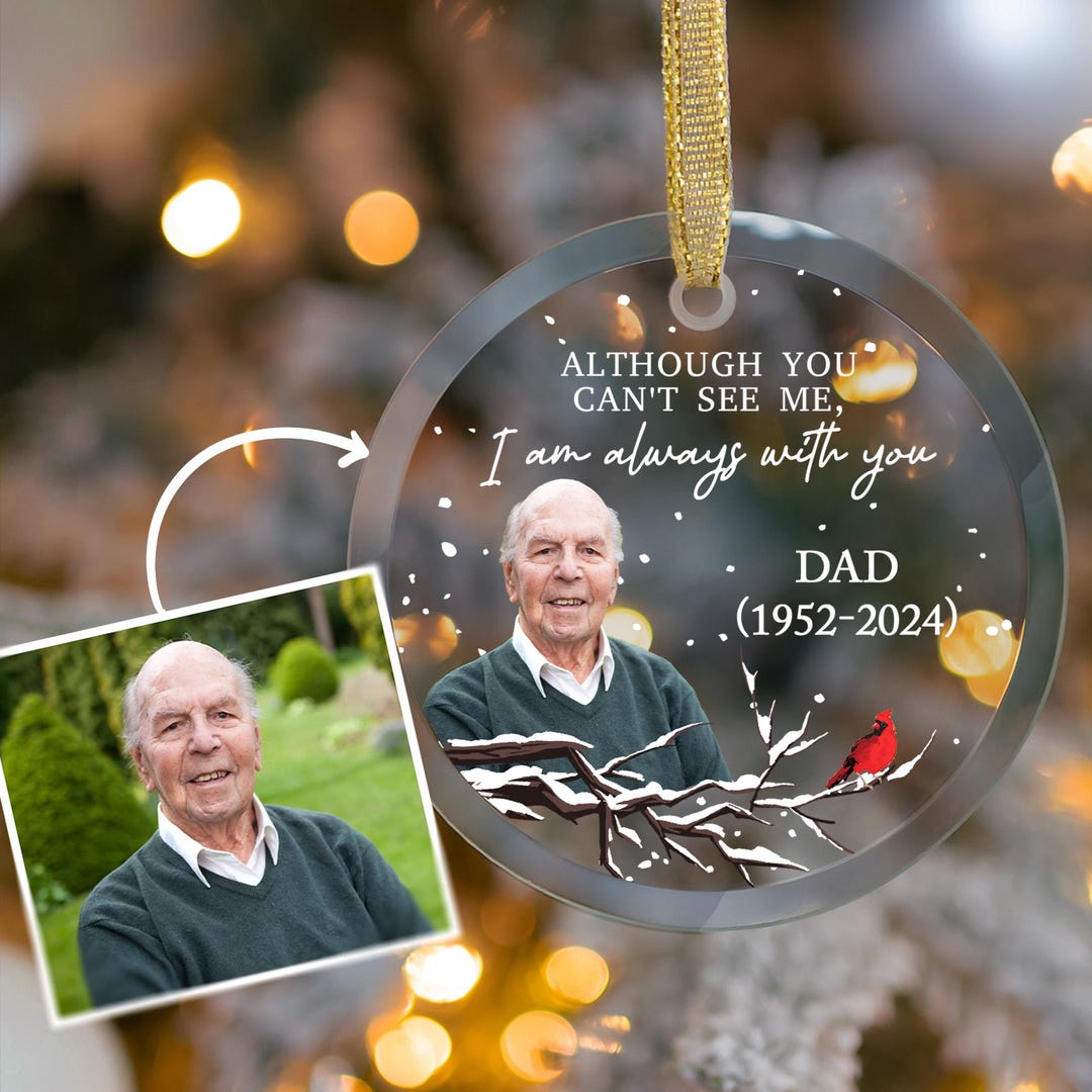 Personalized Photo Memorial Ornaments, Custom Dad Remembrance Christmas ...