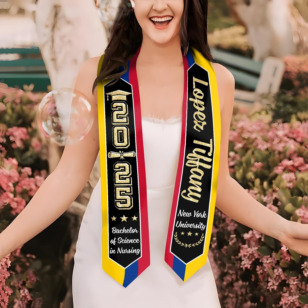 Personalized Colombia Graduation Stole, Custom Hispanic Grad Sash to ...