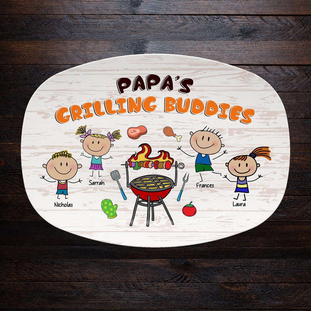 Custom Papa's Grilling Buddies Plate, Personalized Grilling Gift for ...