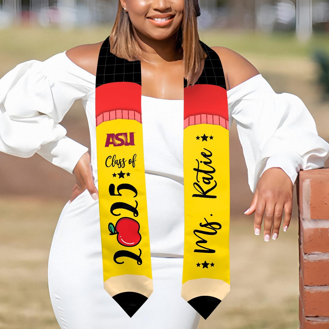 Custom Pencil Teacher Graduation Sash, Personalized Teacher Graduation ...