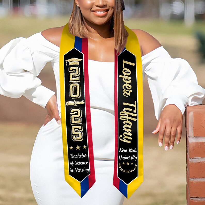 Personalized Colombia Graduation Stole, Custom Hispanic Grad Sash to ...