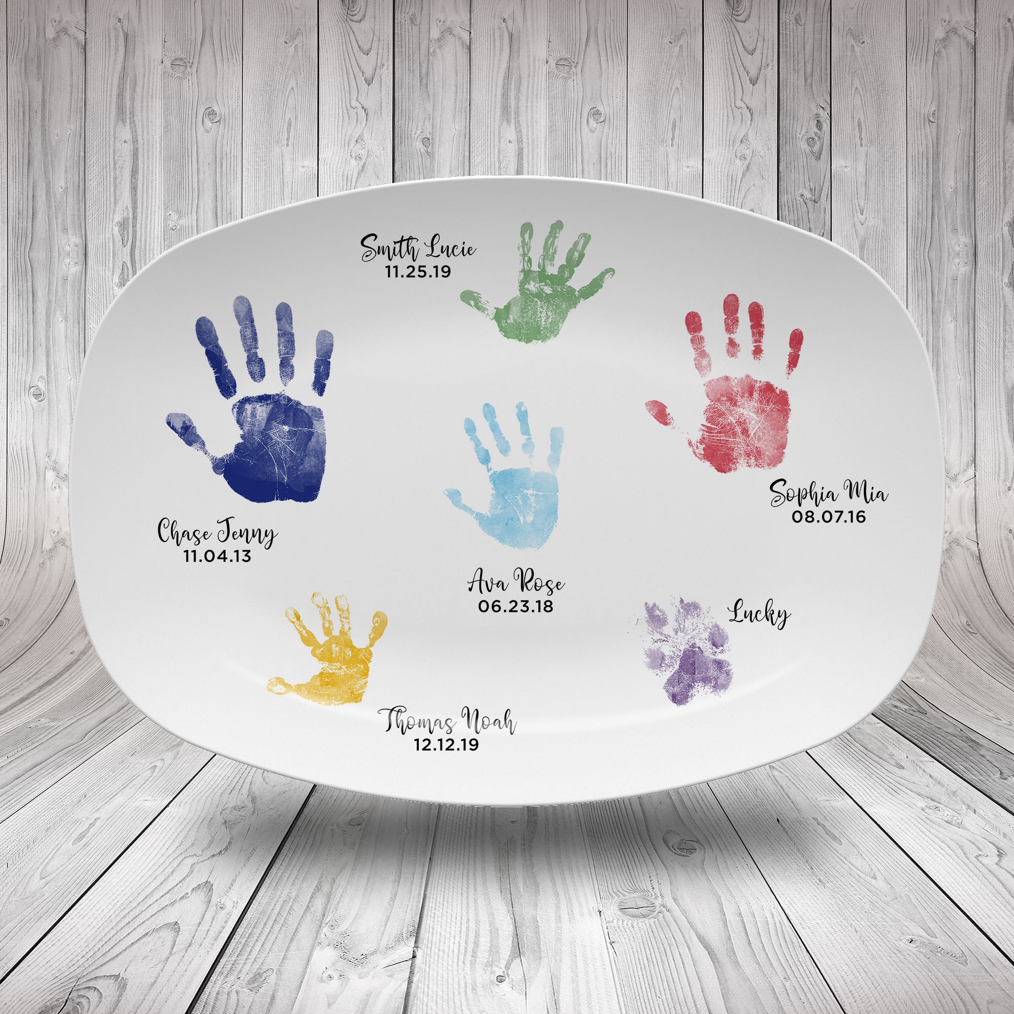 Personalized Family Handprint Platter, Custom Handprint Plate, Serving ...