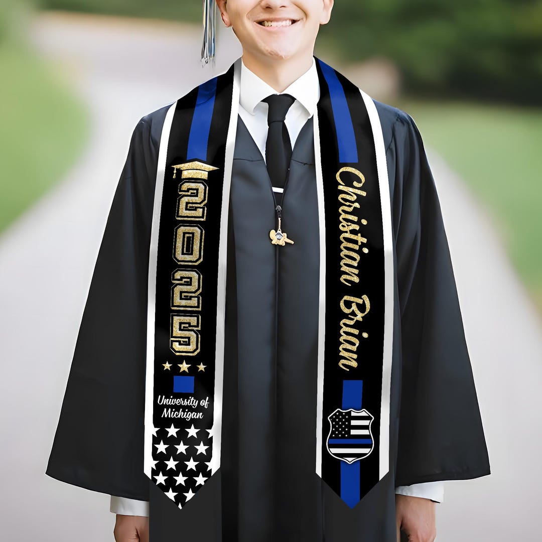 Custom Police Officer Graduation Stole, Personalized Grad Sash to Honor ...