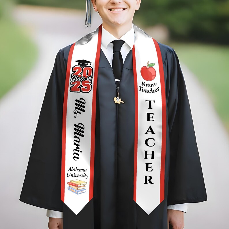 Personalized Teacher Graduation Stole, Custom Sash for Teacher, Class ...