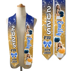 Custom Cheerleader Graduation Stole, Personalized Photos Graduation ...