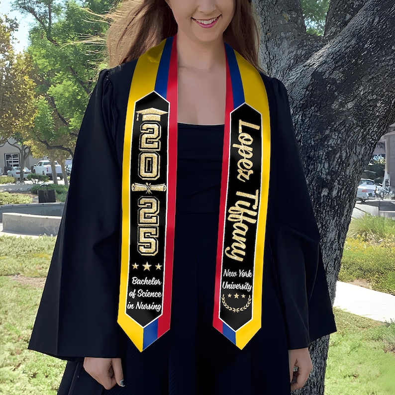 Personalized Colombia Graduation Stole, Custom Hispanic Grad Sash to ...
