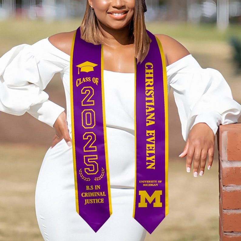 Personalized College Graduation Stole, Custom Grad School Sash, Gift ...